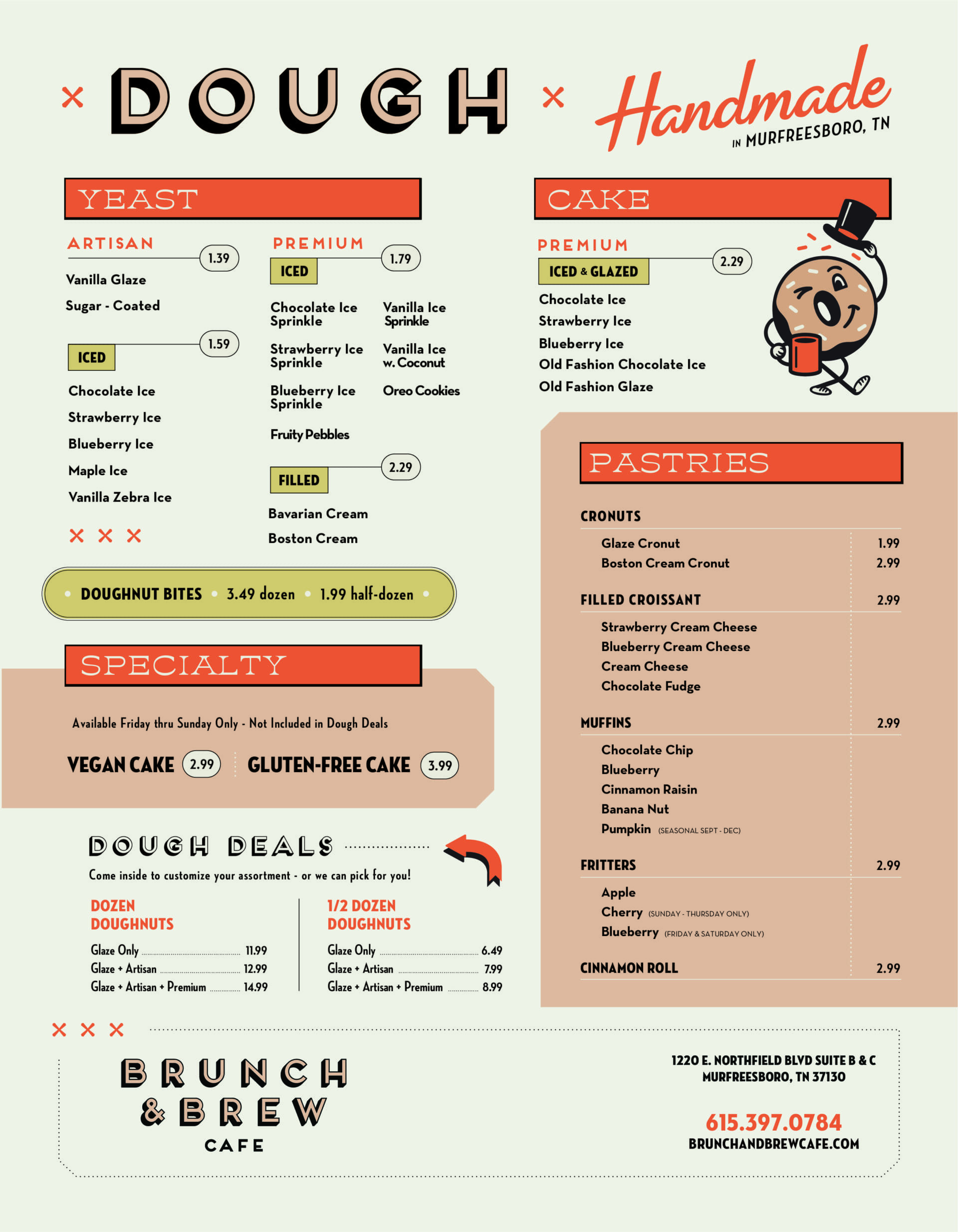 Menu Brunch & Brew | Coffee, Bagles & More Murfreesboro, TN