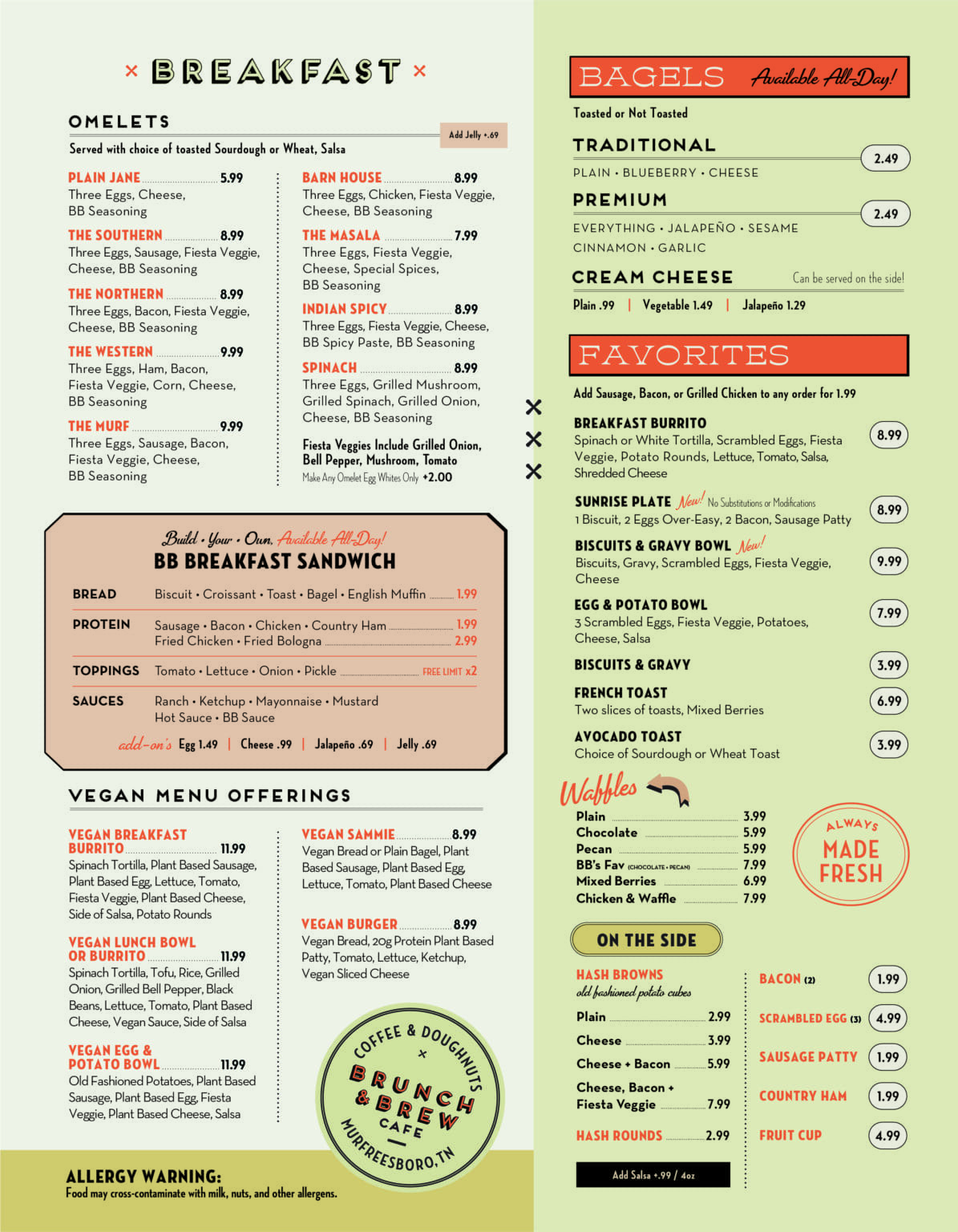 Menu - Brunch and Brew