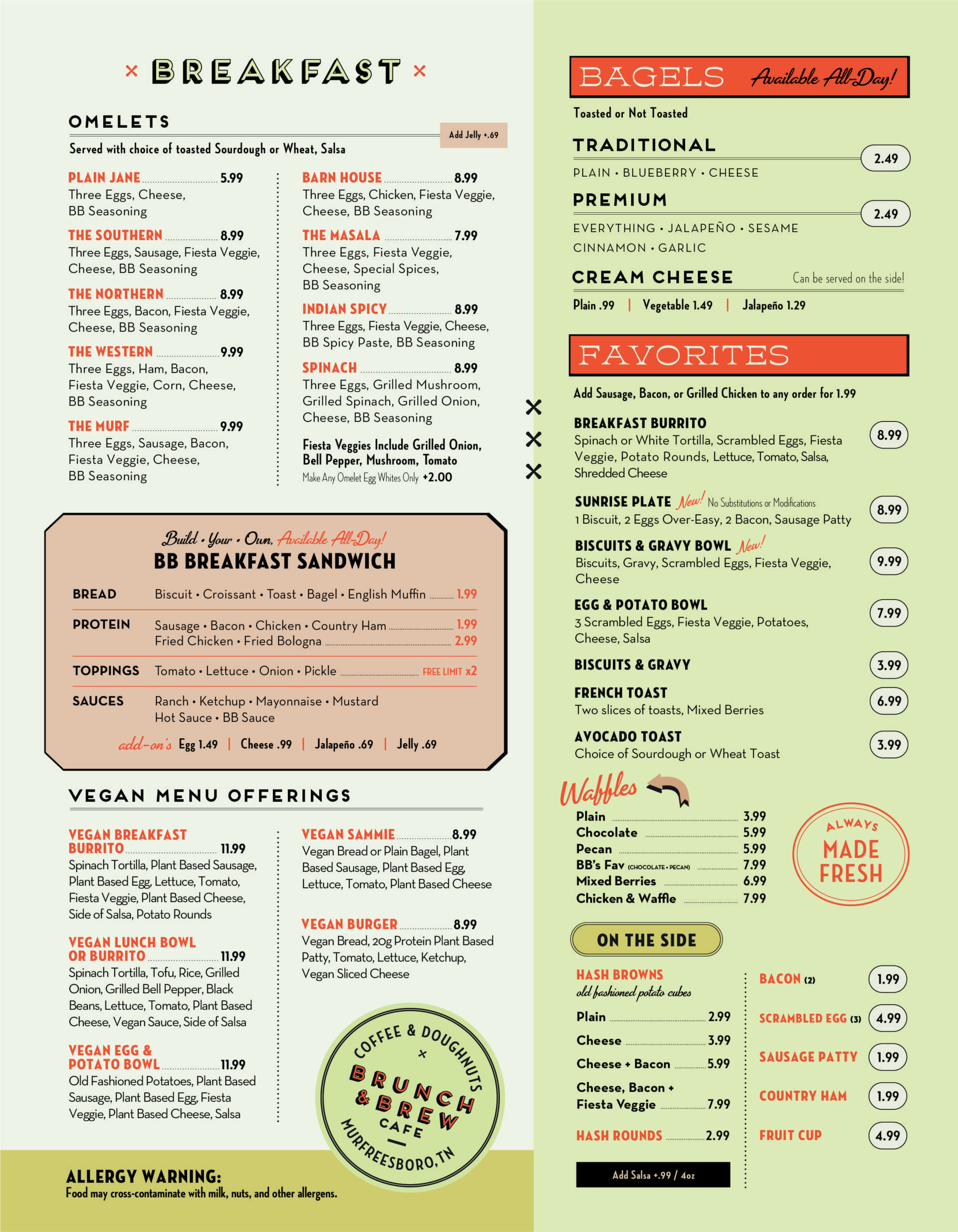 Menu - Brunch and Brew