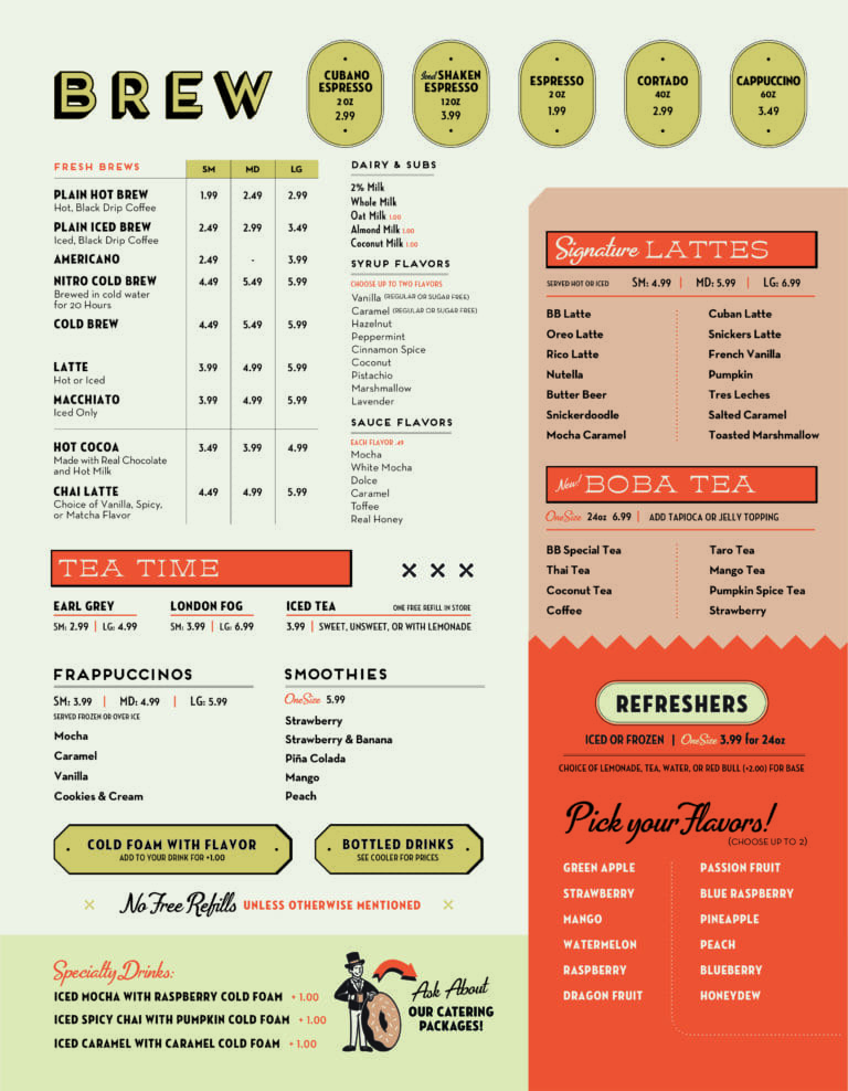 Menu Brunch & Brew | Coffee, Bagles & More Murfreesboro, TN